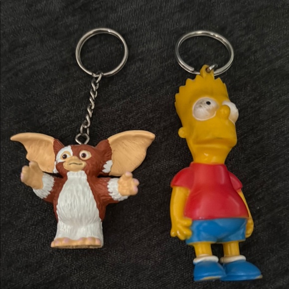 Other | Vintage Gizmo And Bart Simpson Character Keychains Euc | Poshmark